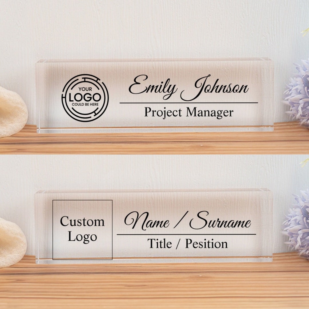 Desk Name Plate, Name Plate for Desk With Logo, Office Decor, Office ...