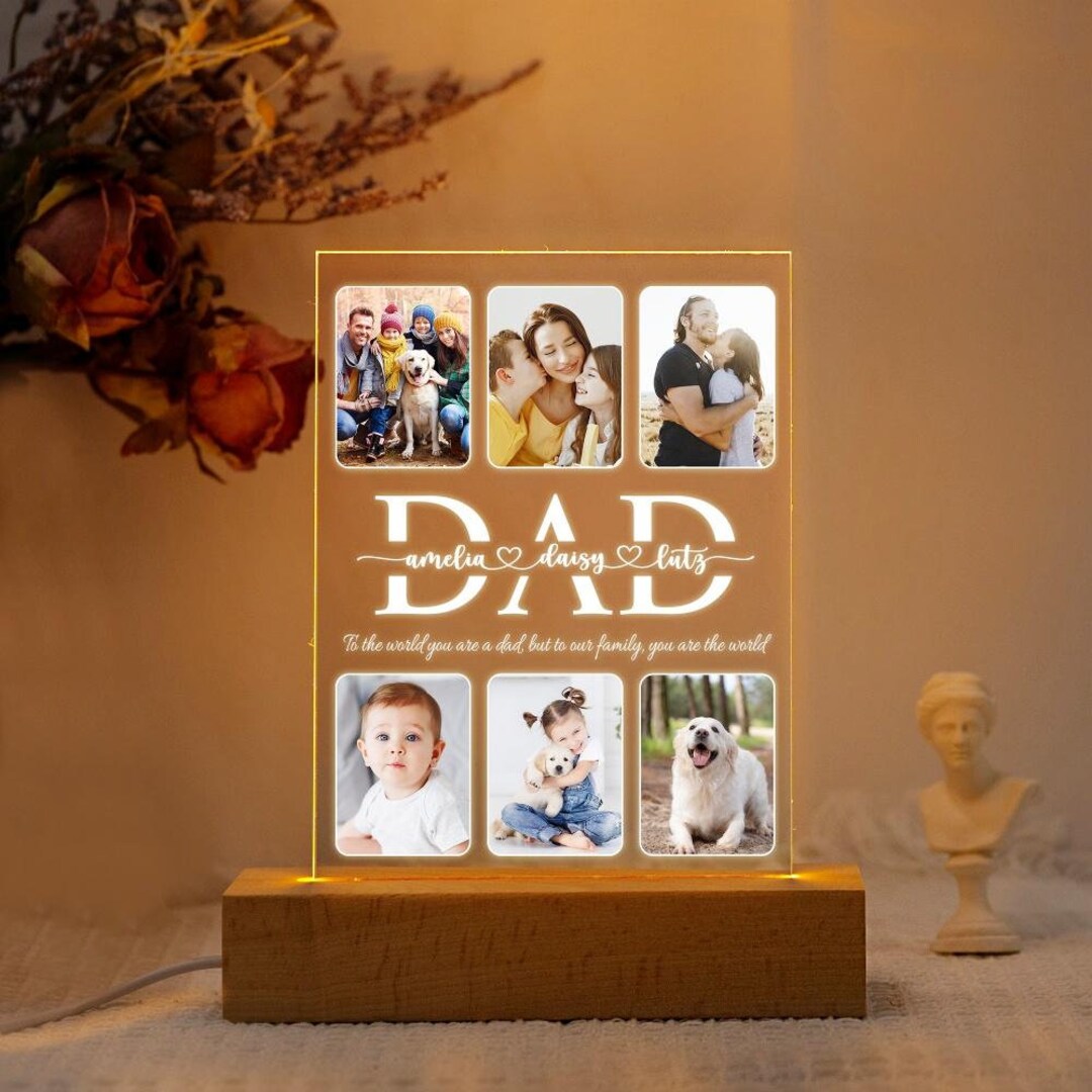 Personalized Photo Night Light, Family Photo Gift, Personalized Dad ...