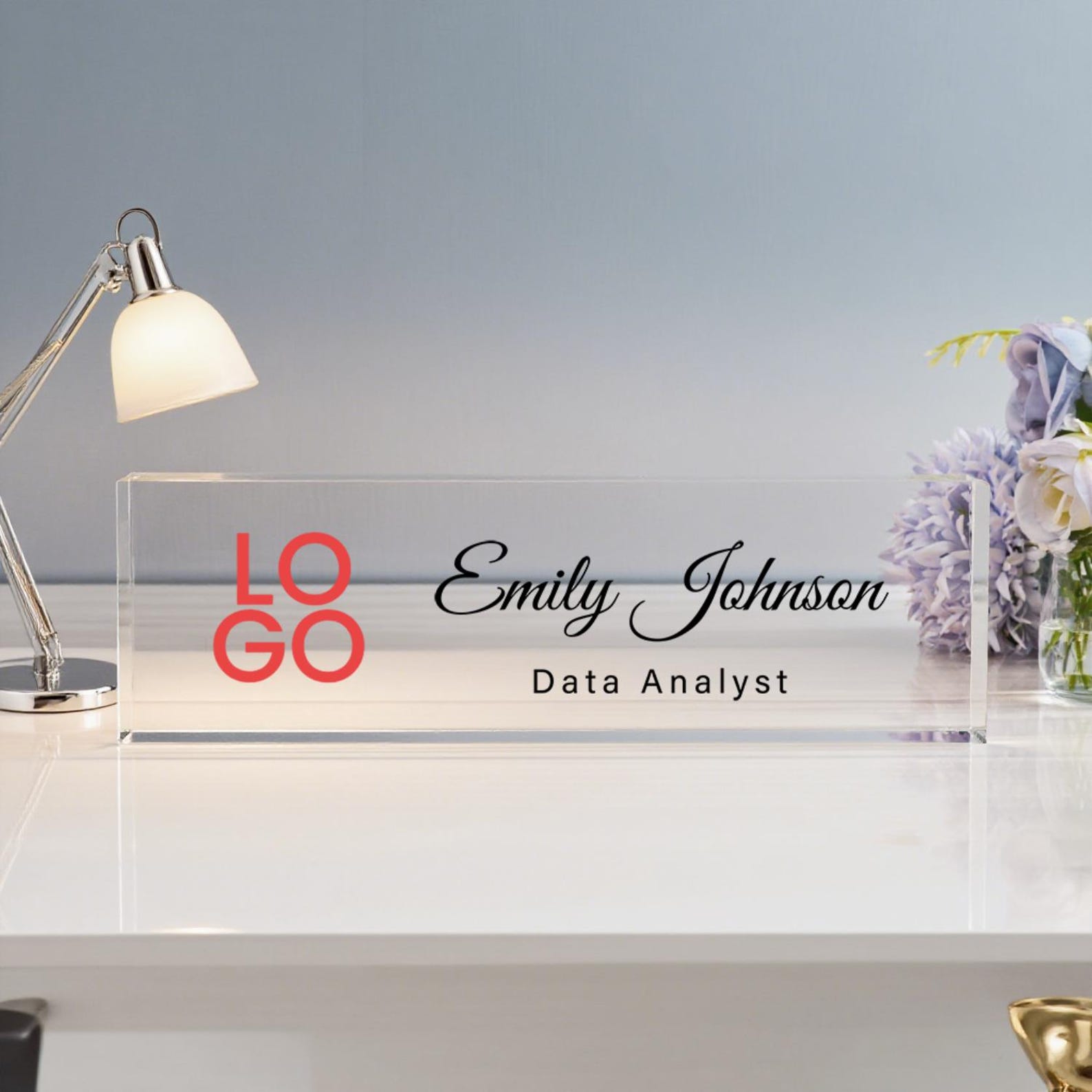 Desk Name Plate, Name Plate for Desk With Logo, Office Decor, Office ...