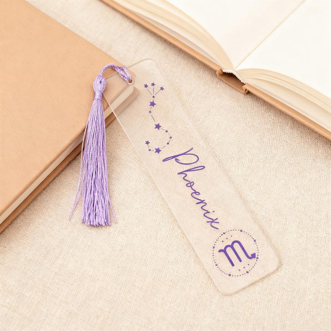Personalised Star Sign Acrylic Bookmark,book Lover Gift,reading Folder ...