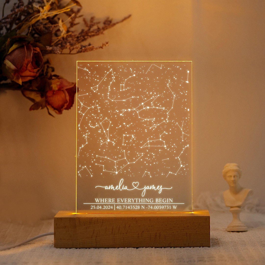 Star Map Night Light, Personalized Special Day Constellation Map ...