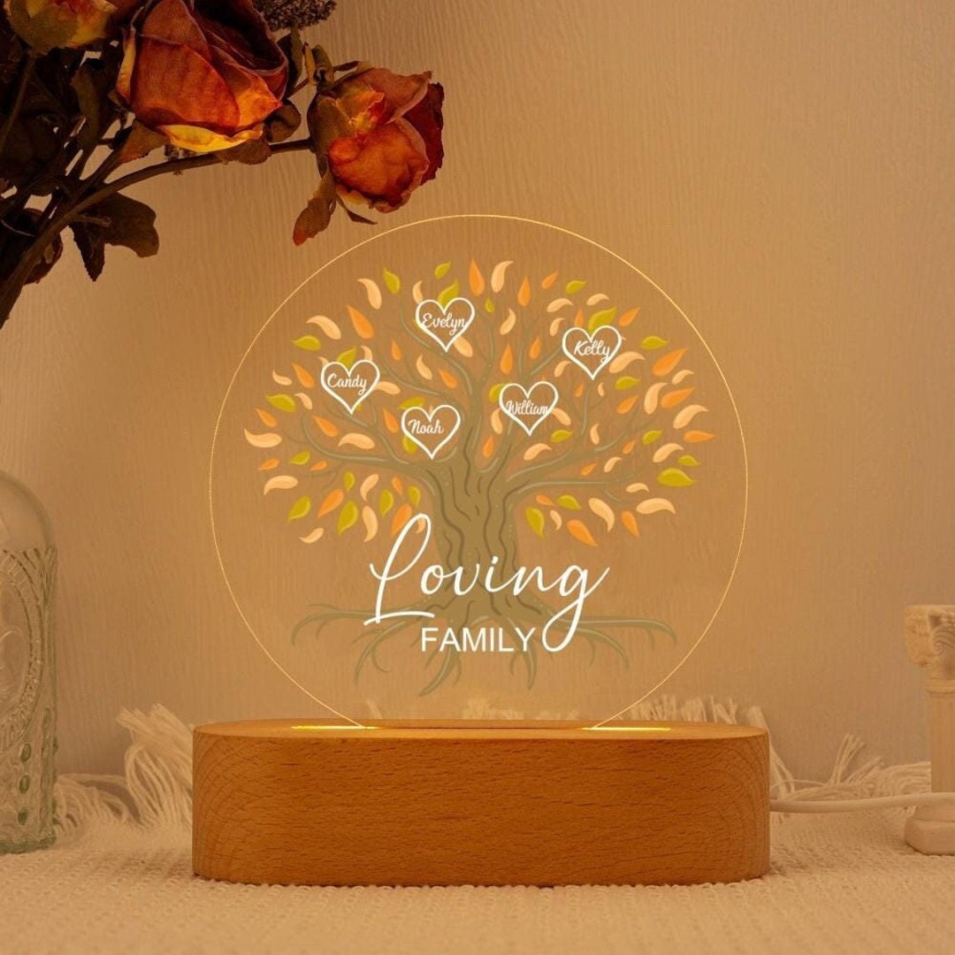 Family Tree Night Light,christmas Gift for Family,custom Grandma Kids ...