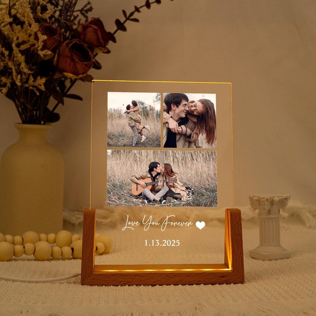 Personalized Photo LED Night Light, Couple Photo Lamp, Anniversary Gift ...