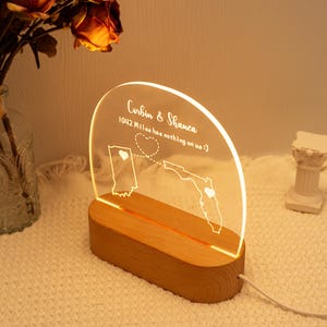 Long Distance Relationship Gift,custom Two State Night Light,going Away ...