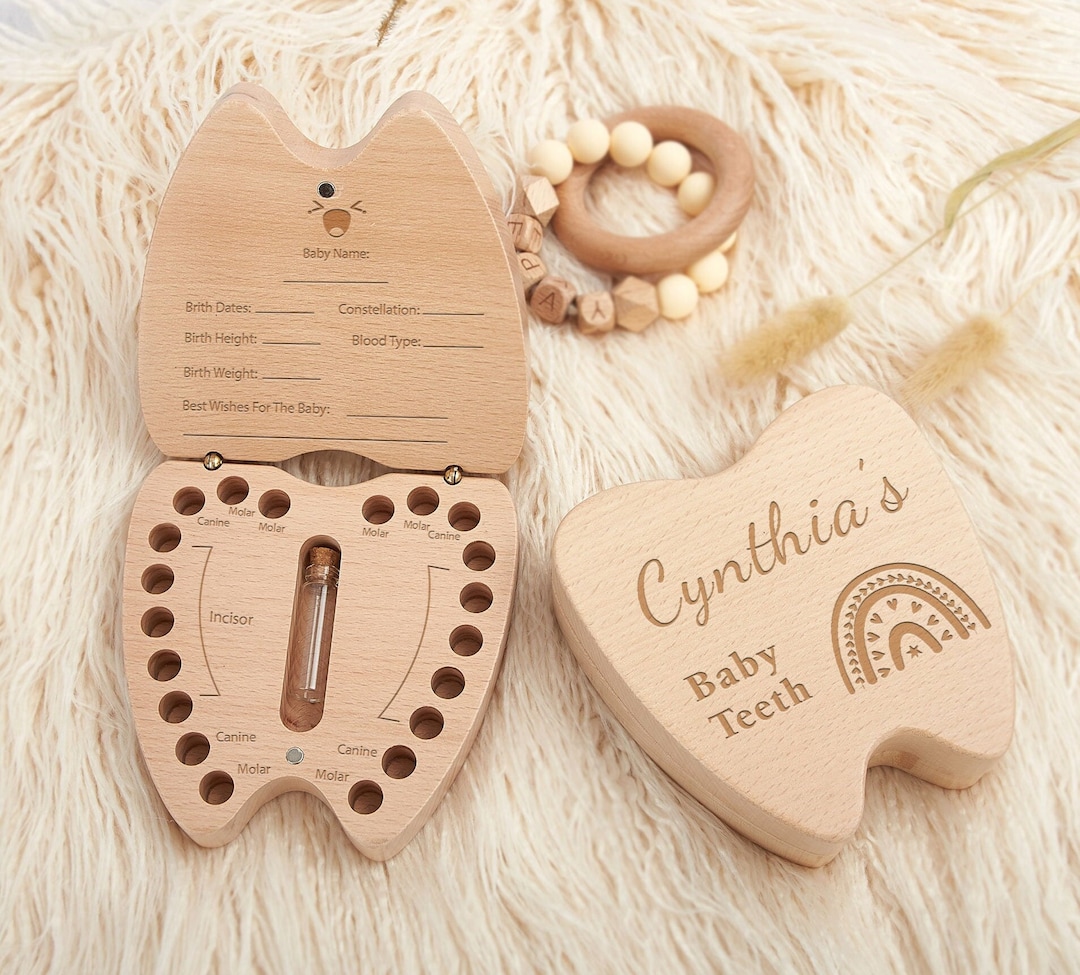 Baby Teeth Box,tooth Fairy Box,custom Wooden Tooth Fairy Box Gifts,baby ...