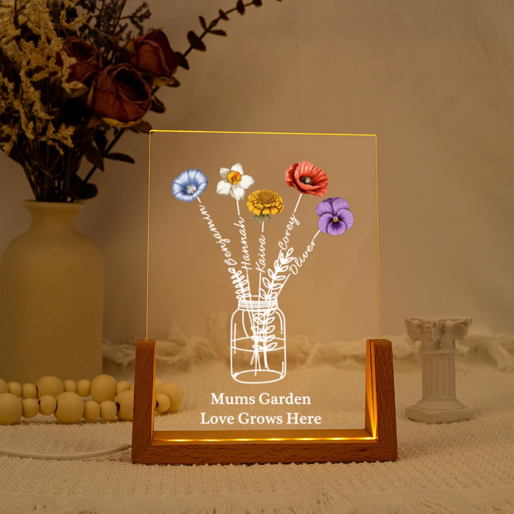 Custom Grandma's Garden Night Light, Family Bouquet Mum's Bunch Night ...