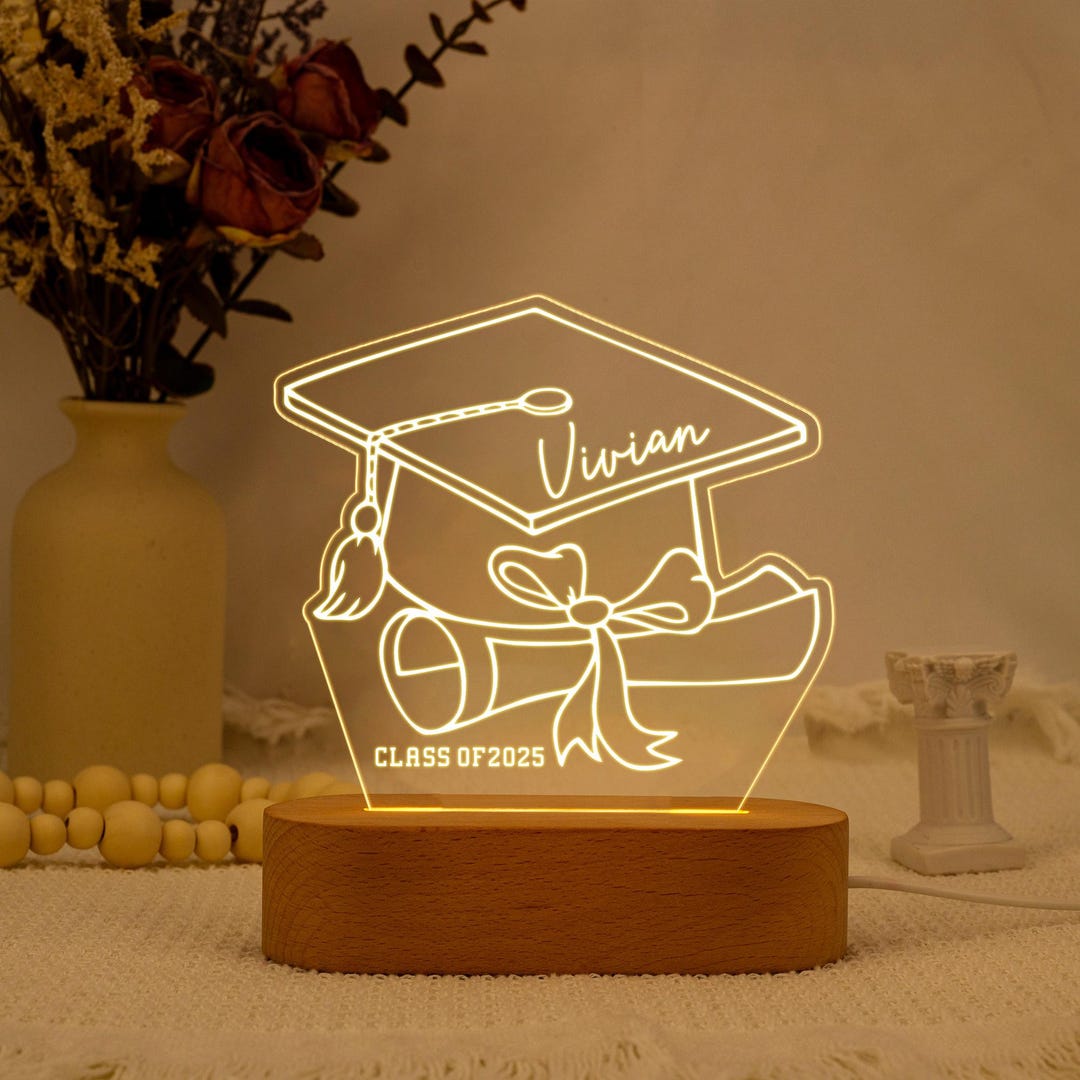 Personalized Graduation Night Light - Custom LED Lamp for Graduates ...