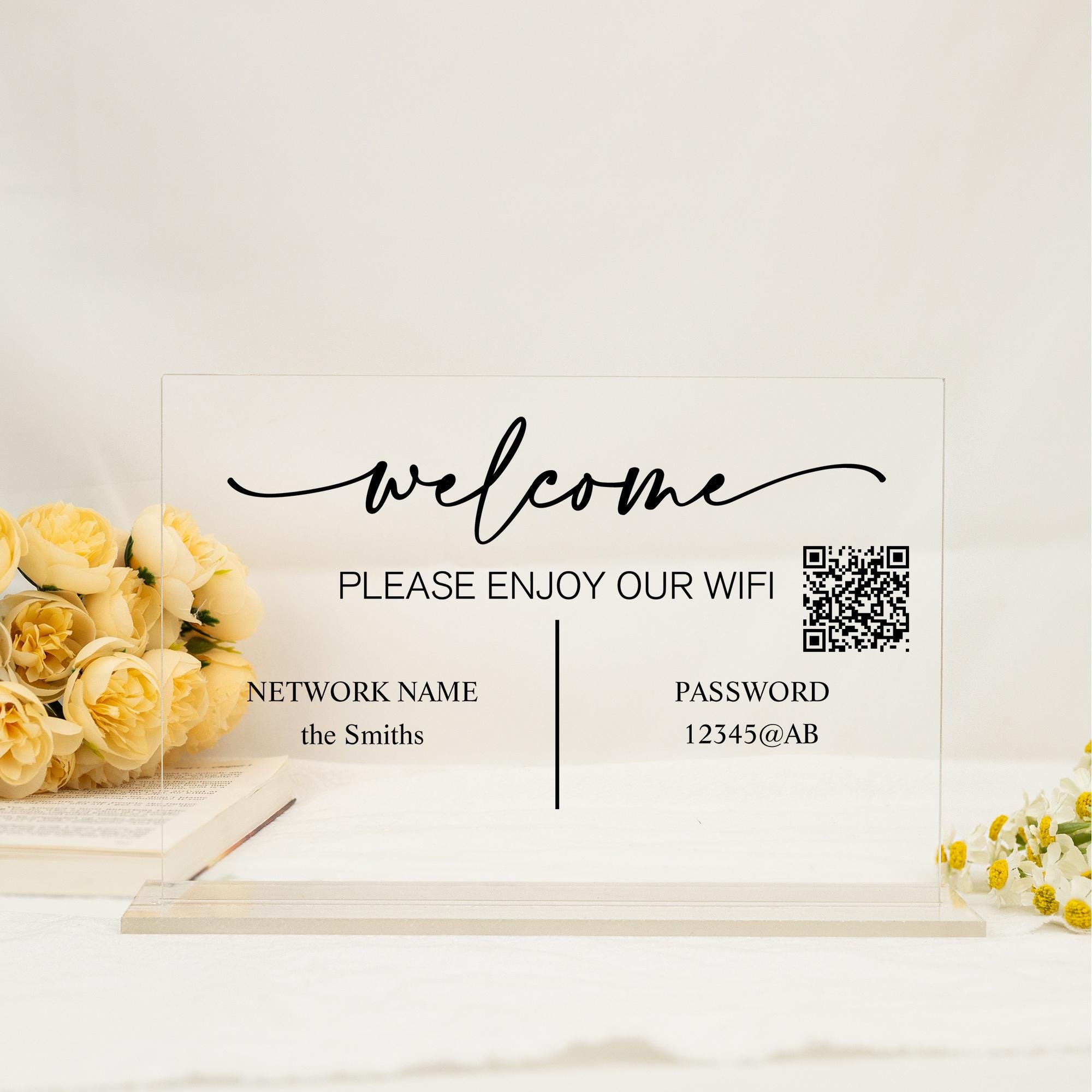 Personalised Wifi Sign, Wifi QR Code Sign for Business, Wifi Network ...