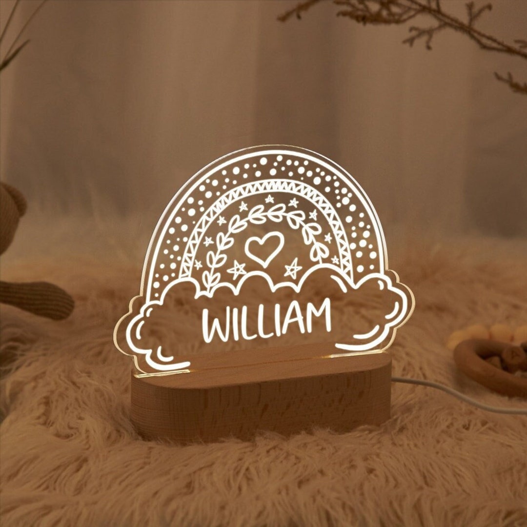 Personalized Rainbow Night Light, Custom Name Light Night Gift, Nursery ...