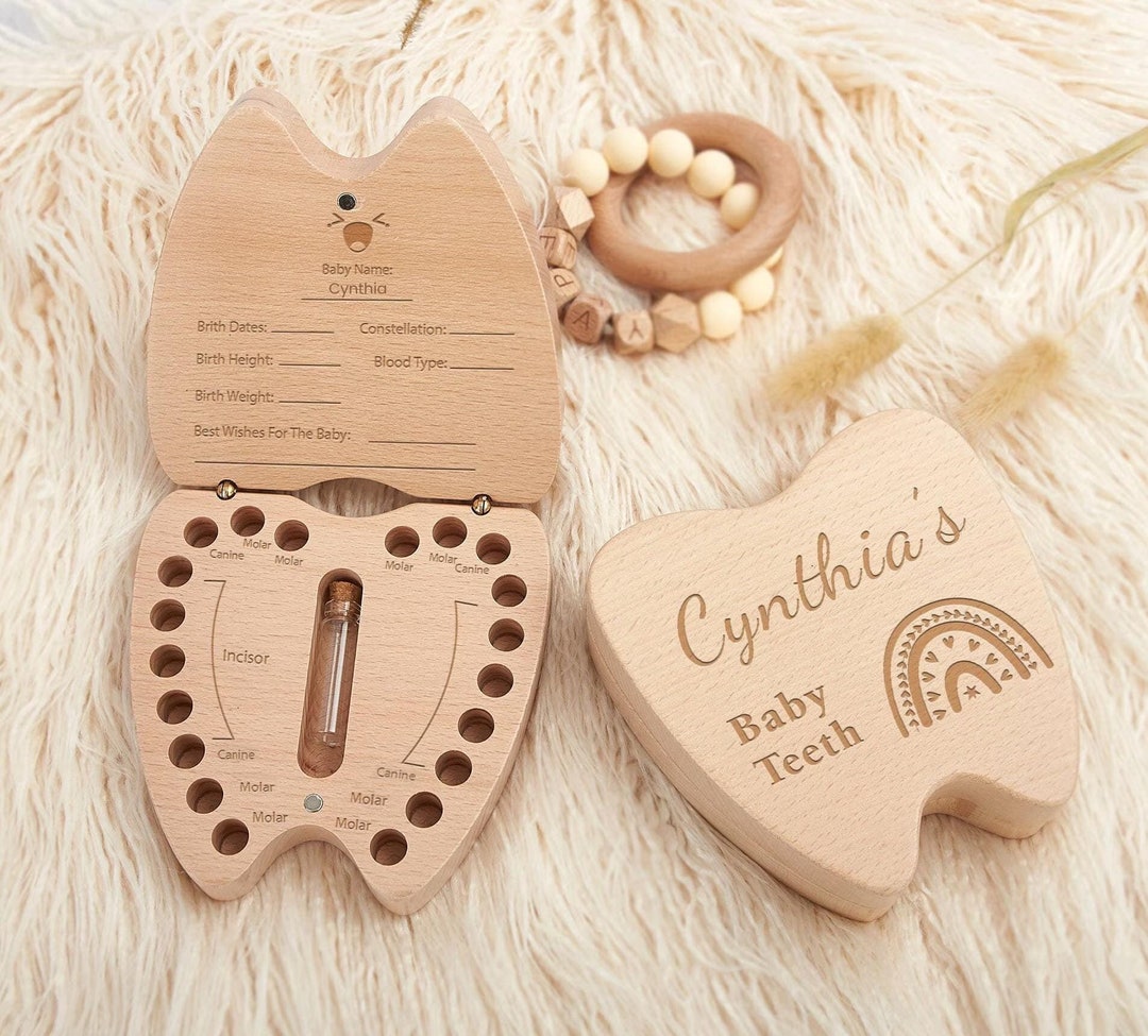 Baby Tooth Box,tooth Fairy Box,custom Wooden Tooth Fairy Box Gifts,baby ...