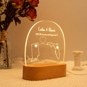 Long Distance Relationship Gift,custom Two State Night Light,going Away ...