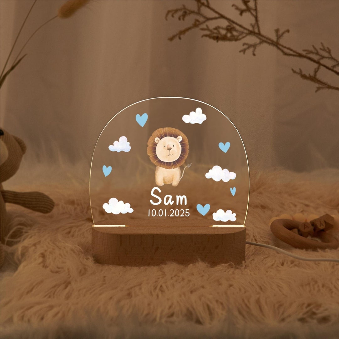 Personalised LED Animal Lamp,safari Jungle Animals Light,kids Night ...
