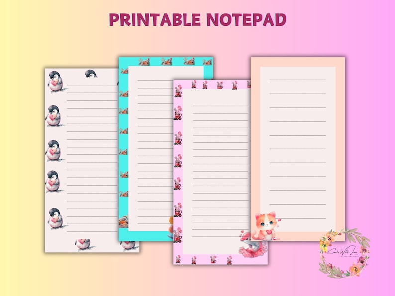 Printable Notepad, PDF File Notepad, PDF Notepad, Printable Memo Pad ...