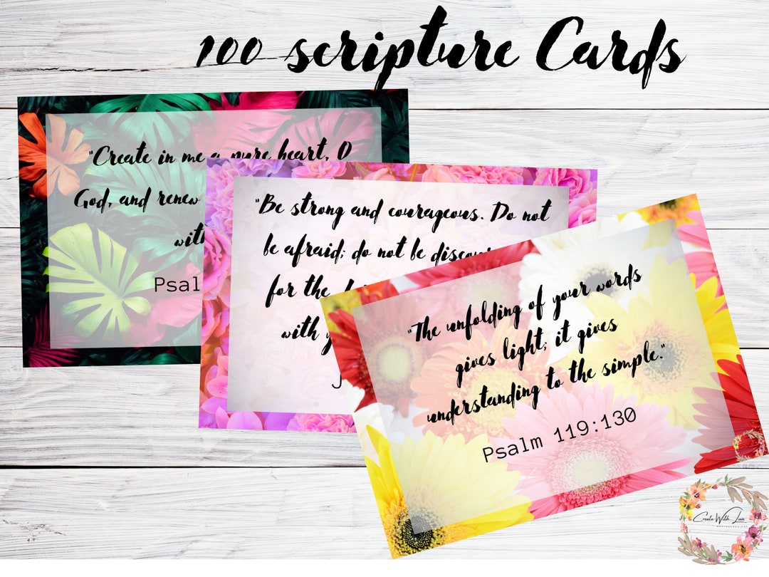 80 Inspiring Bible Verse Cards Printable Scripture Cards Bible Memory ...