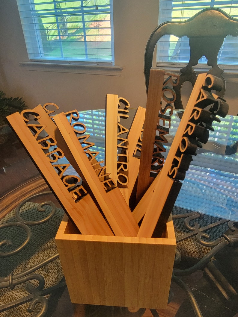 Eco Friendly Laser Cut Wood Personalized Cedar Herb Garden Stakes ...