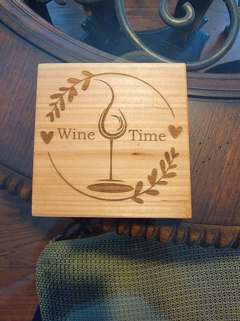 Custom Personalized Engraved Solid Cedar Indoor/outdoor Coasters Set of ...