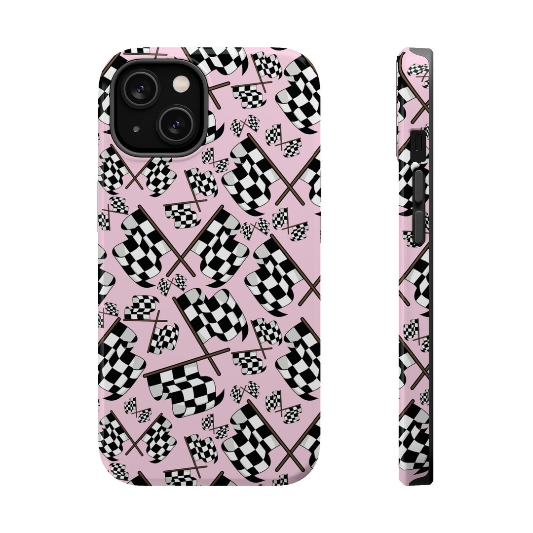 Checkered Flags Racing iPhone Magsafe Tough Cases Pink iPhone 13-15 Pro ...