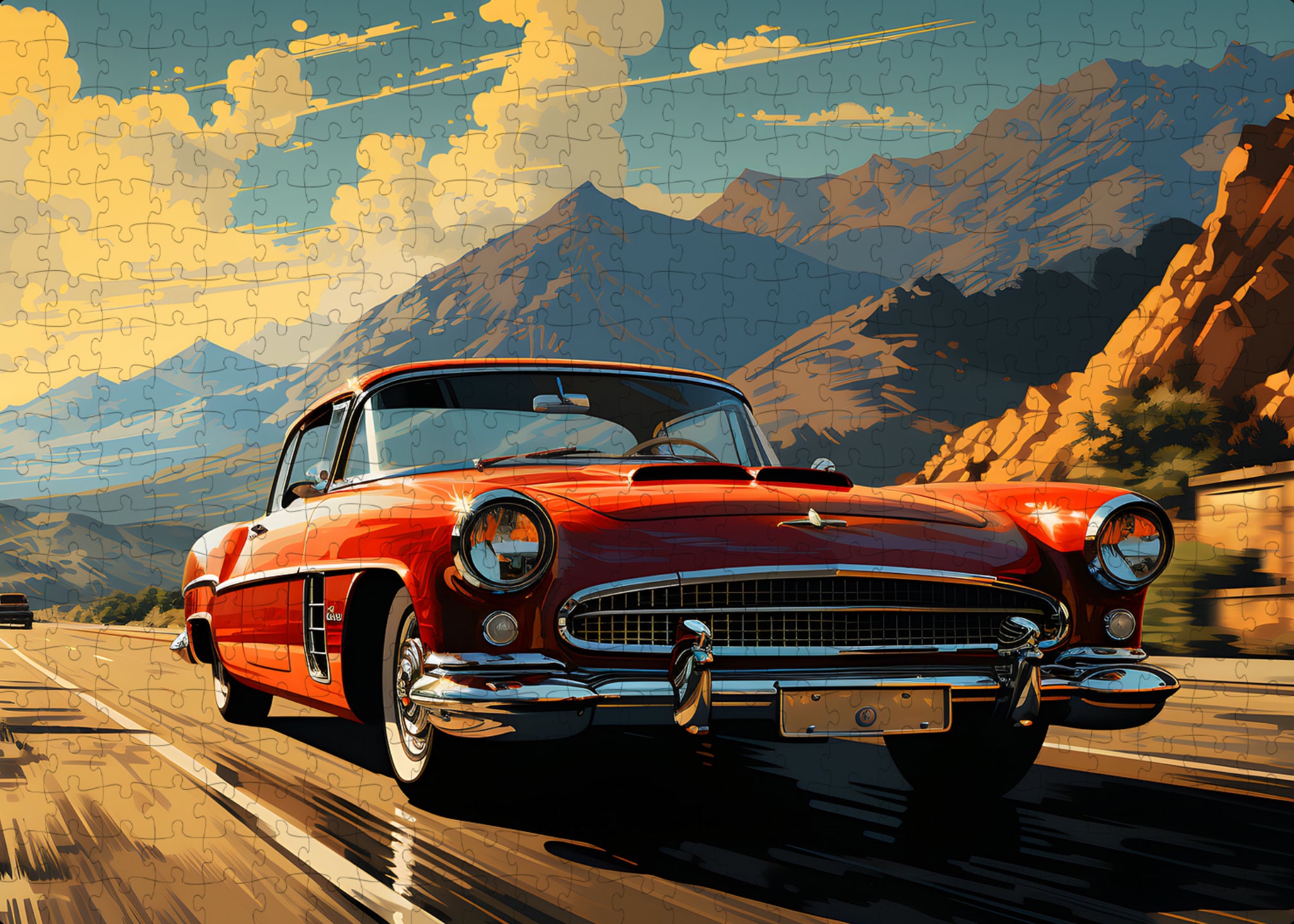 Antique Red Car 500 Piece Puzzle - Etsy