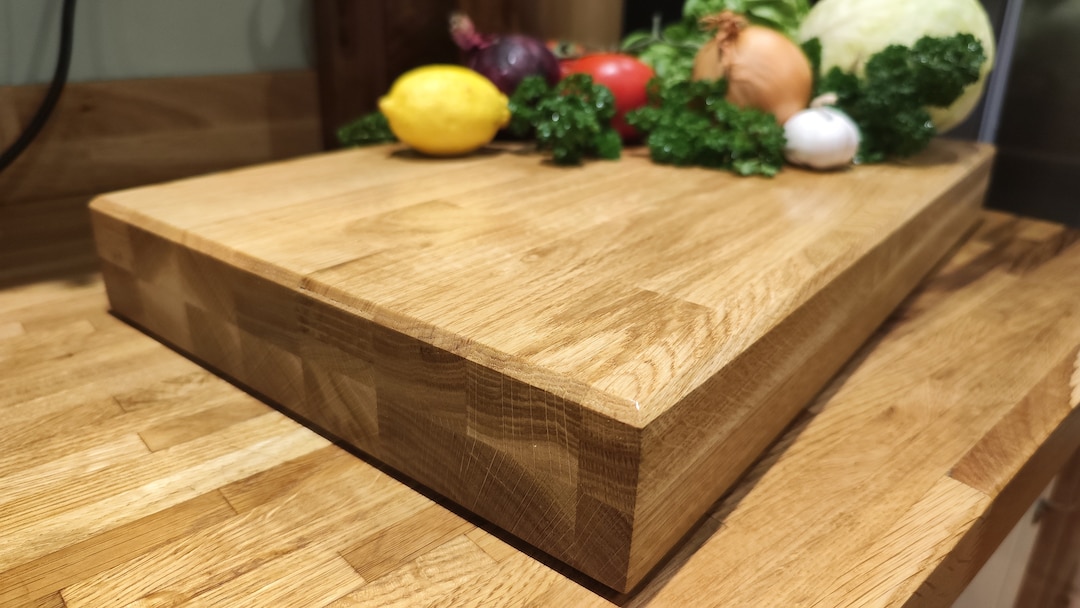 Extra Thick Solid Oak Chopping Block Board Cutting Board Heavy Duty ...