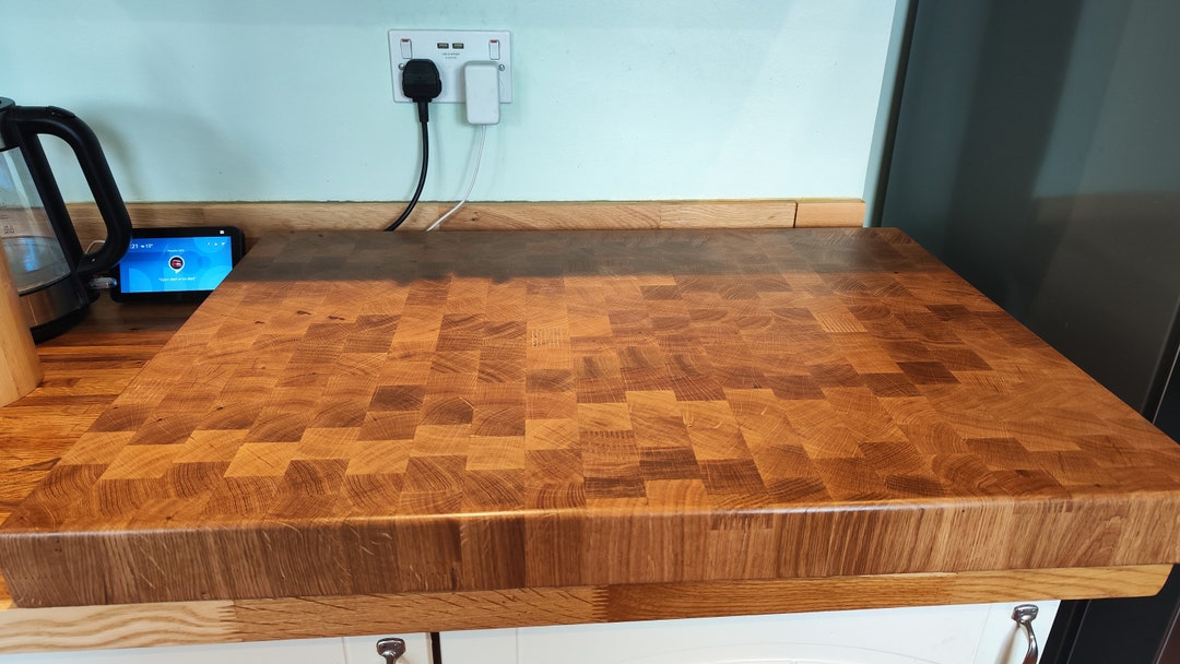 Extra Large Solid Oak End Grain Butcher Block 6.1cm Thick Handmade ...