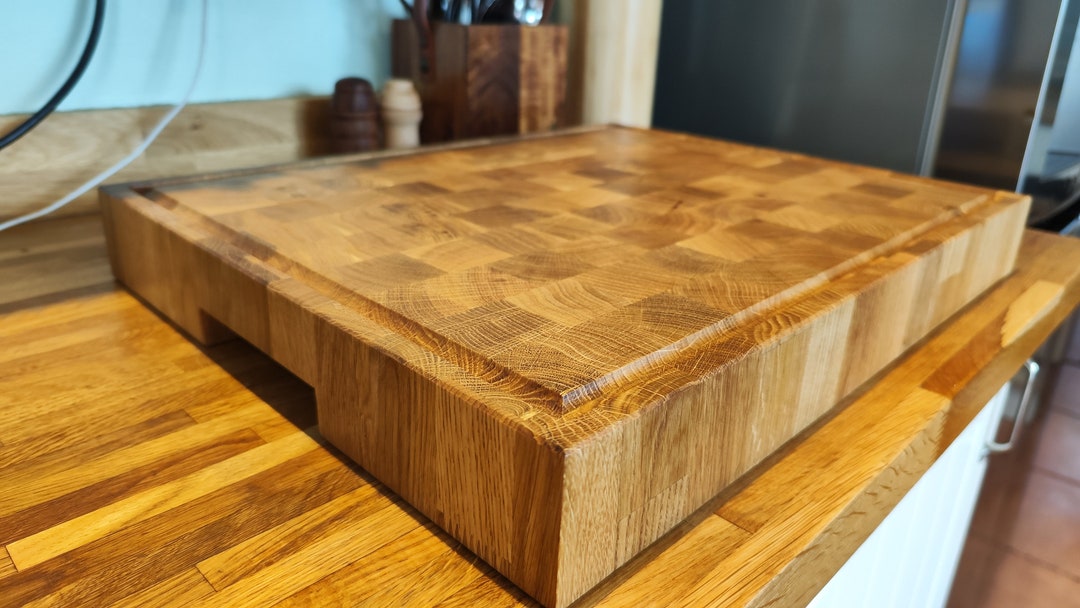 Extra Large Solid Oak End Grain Butcher Block 6cm Thick Handmade Heavy ...