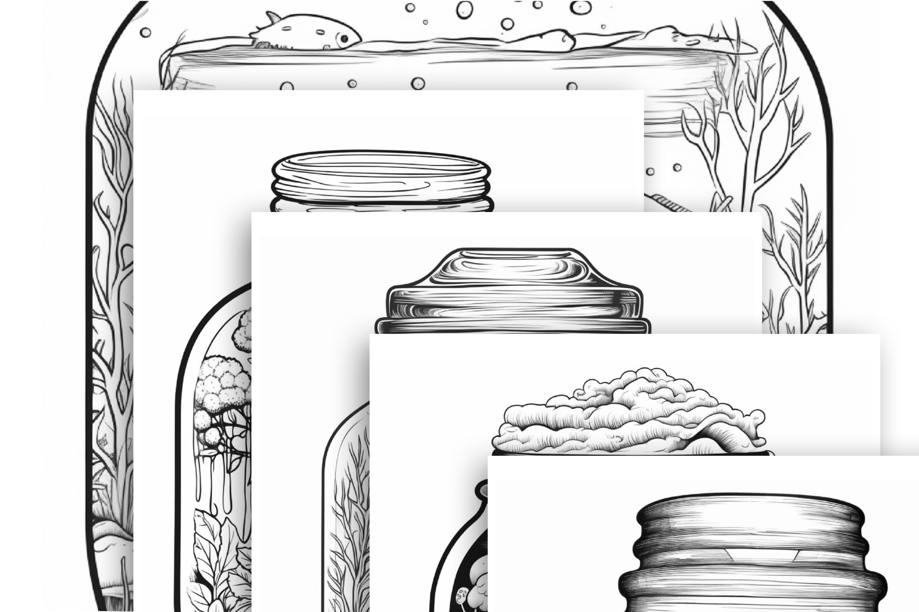 Enchanted Jars Coloring Pages | Printable & Procreate Import ...