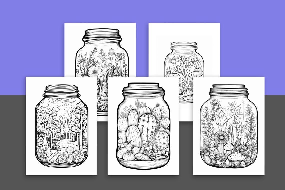 Enchanted Jars Coloring Pages | Printable & Procreate Import ...