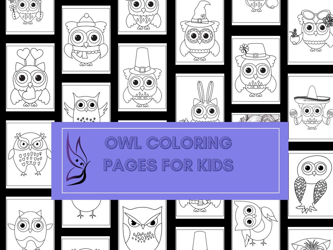 Owl Coloring Book for Kids - 20 Pages - 8.5x11 Inches - Etsy