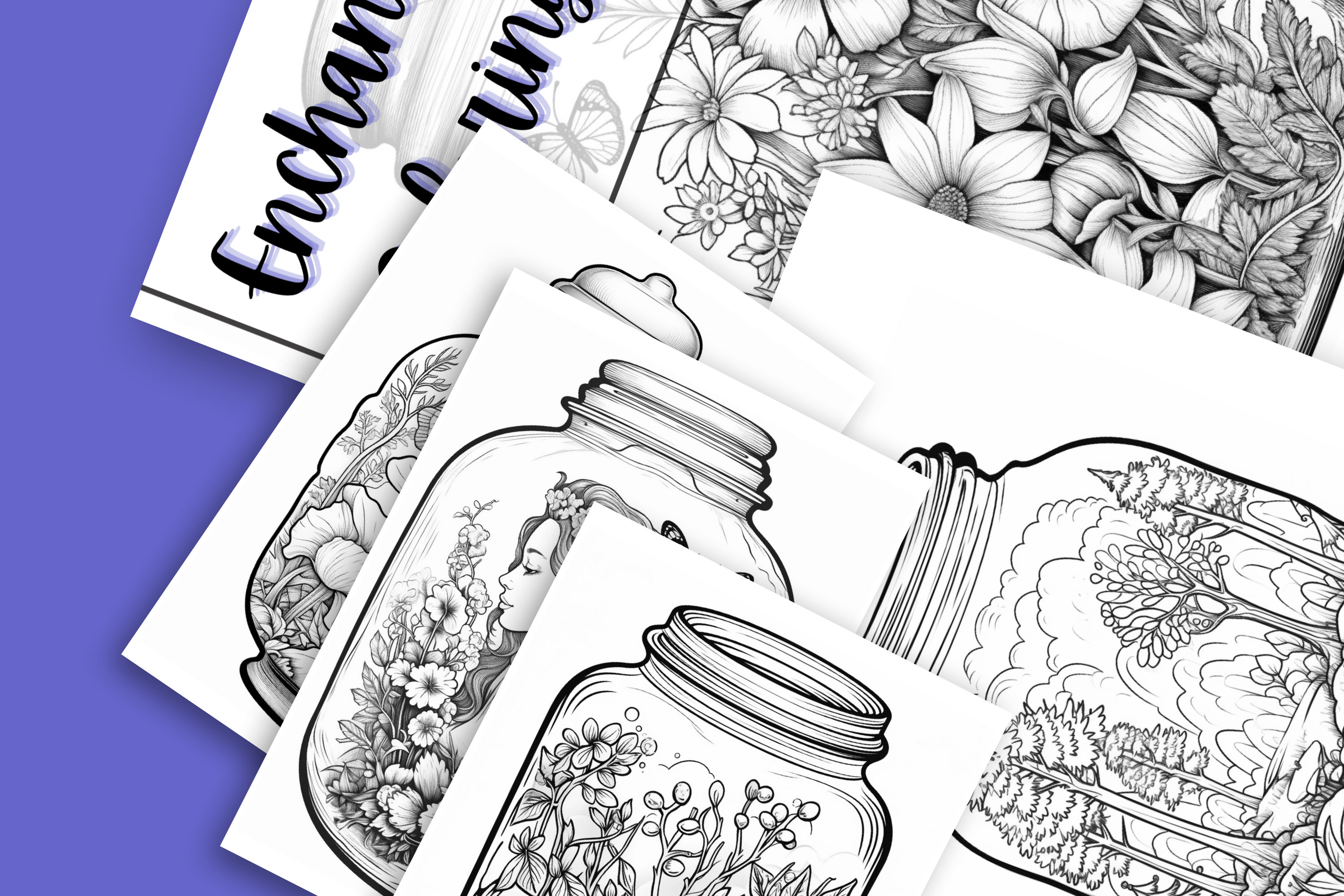 Enchanted Jars Coloring Pages | Printable & Procreate Import ...