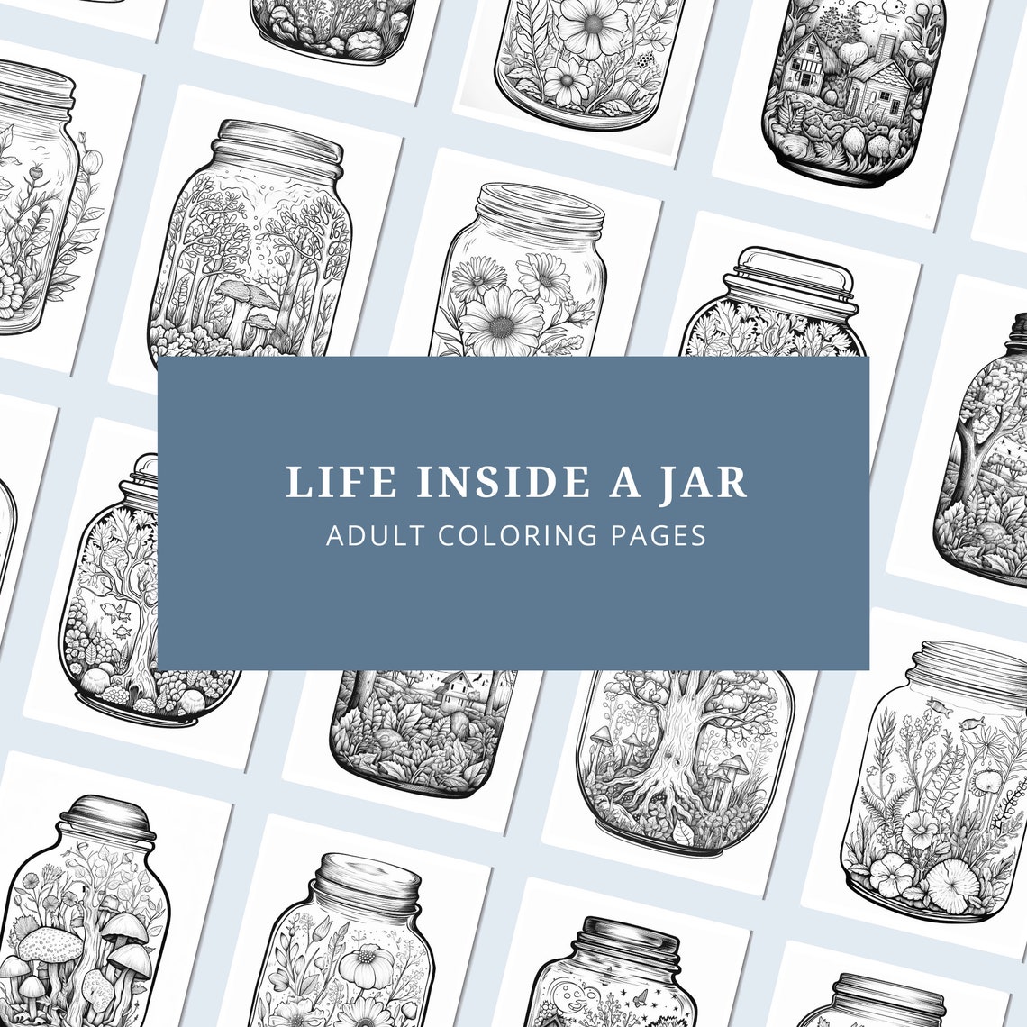 Life Inside A Jar - 30 Unique, Printable Coloring Pages for Adults - Etsy