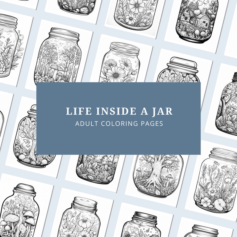 Life Inside A Jar - 30 Unique, Printable Coloring Pages for Adults - Etsy