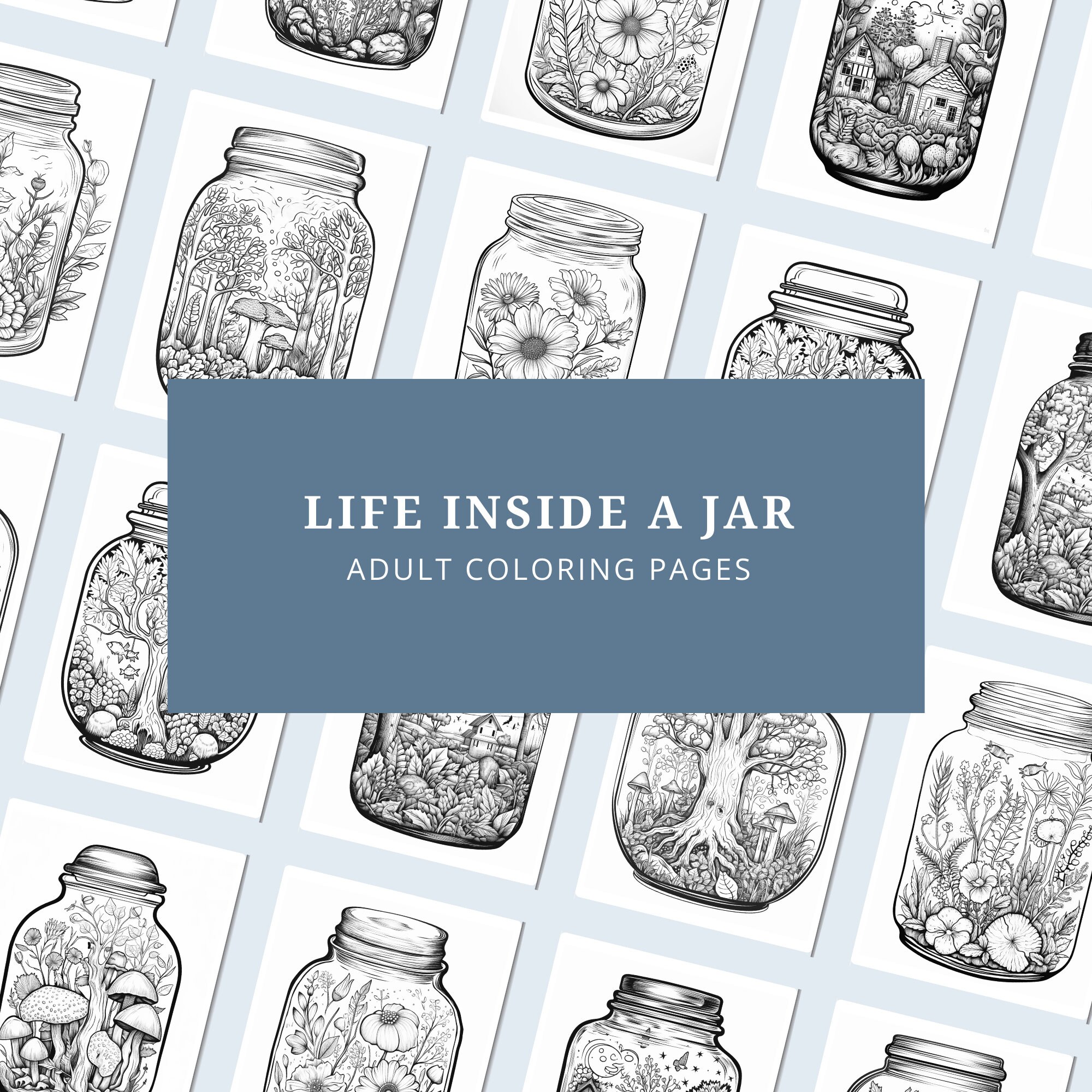 Life Inside A Jar - 30 Unique, Printable Coloring Pages for Adults - Etsy
