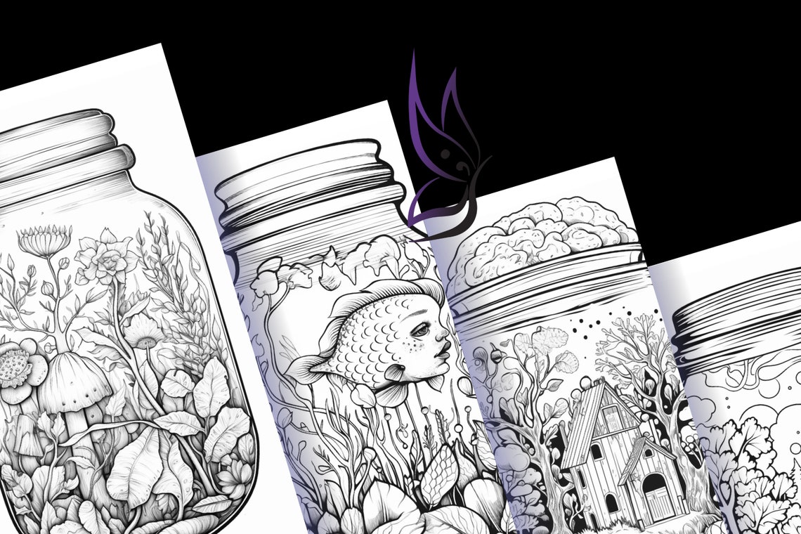 Enchanted Jars Coloring Pages | Printable & Procreate Import ...