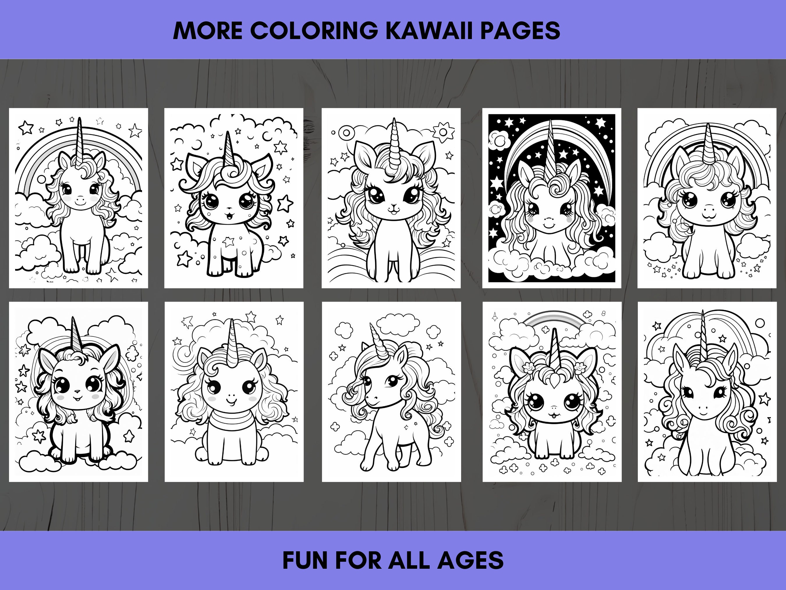 25 Cute Kawaii Coloring Pages for Kids - Etsy
