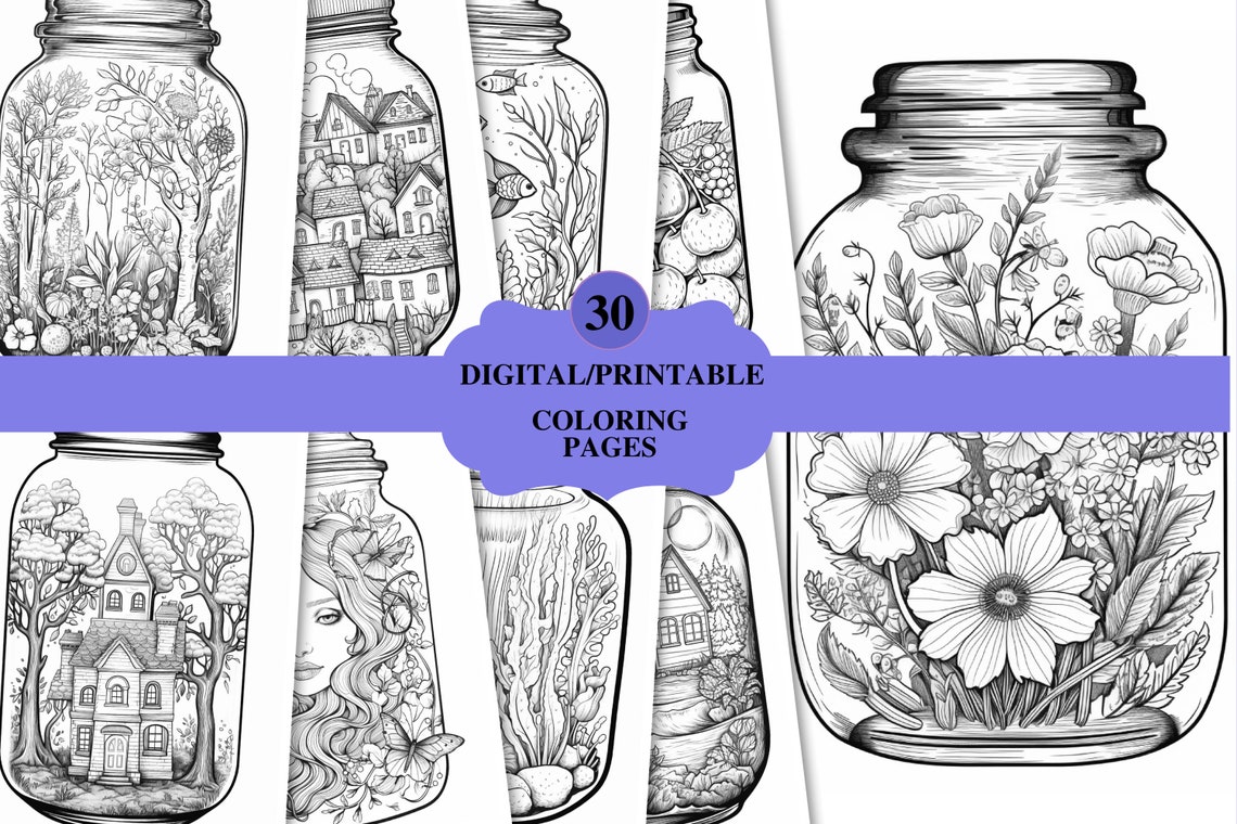 Enchanted Jars Coloring Pages | Printable & Procreate Import ...