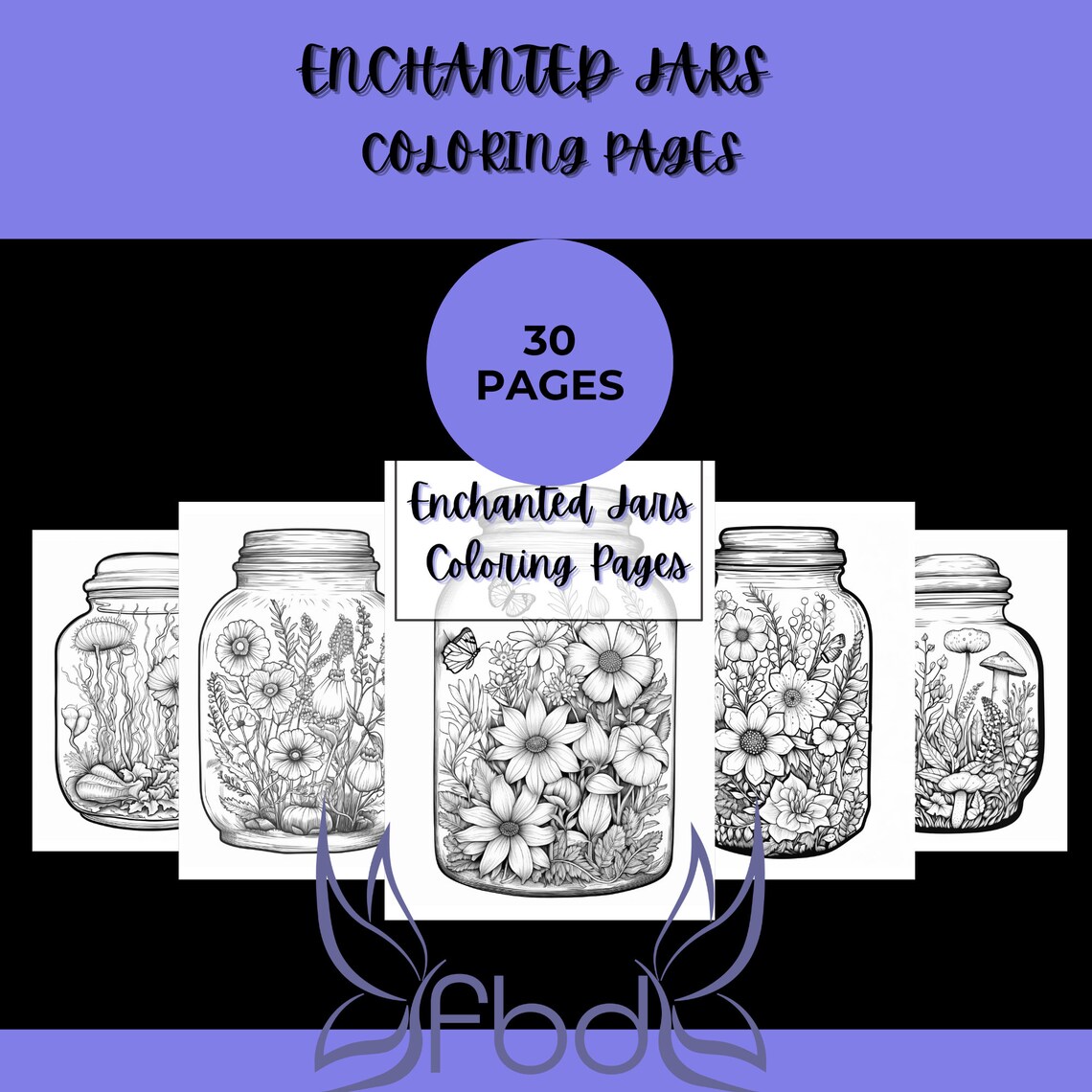 Enchanted Jars Coloring Pages | Printable & Procreate Import ...
