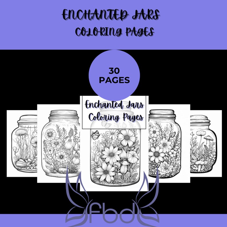 Enchanted Jars Coloring Pages | Printable & Procreate Import ...