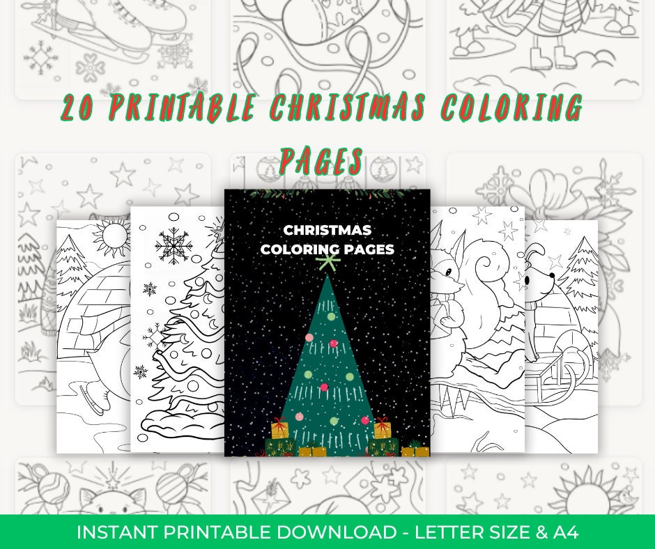 20 Festive Christmas Kids' Coloring Pages - Instant Digital Download - Etsy