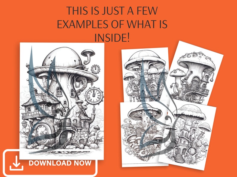 Mushroom Oddities Coloring Pages - 25 Steampunk Designs - Printable - 8 ...