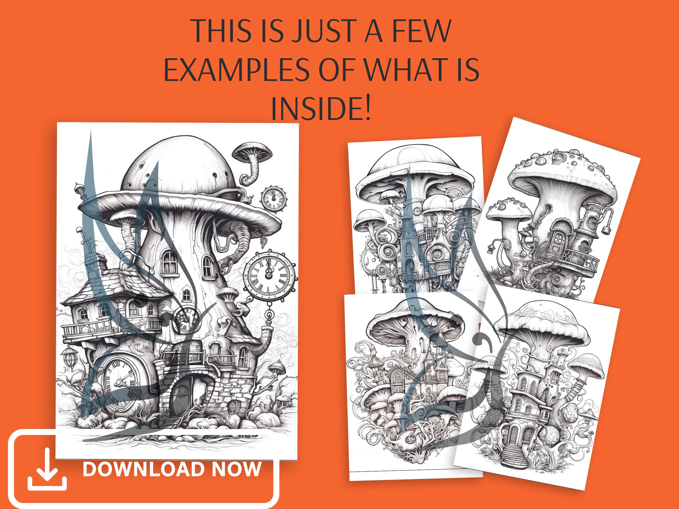 Mushroom Oddities Coloring Pages - 25 Steampunk Designs - Printable - 8 ...