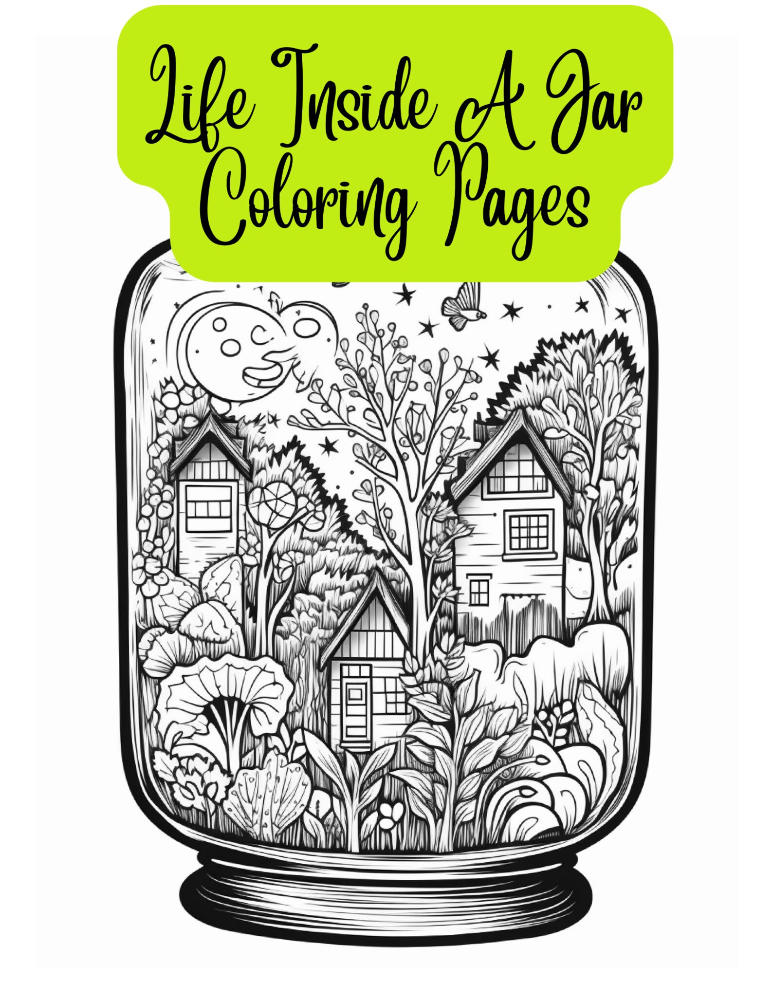 Life Inside A Jar - 30 Unique, Printable Coloring Pages for Adults - Etsy