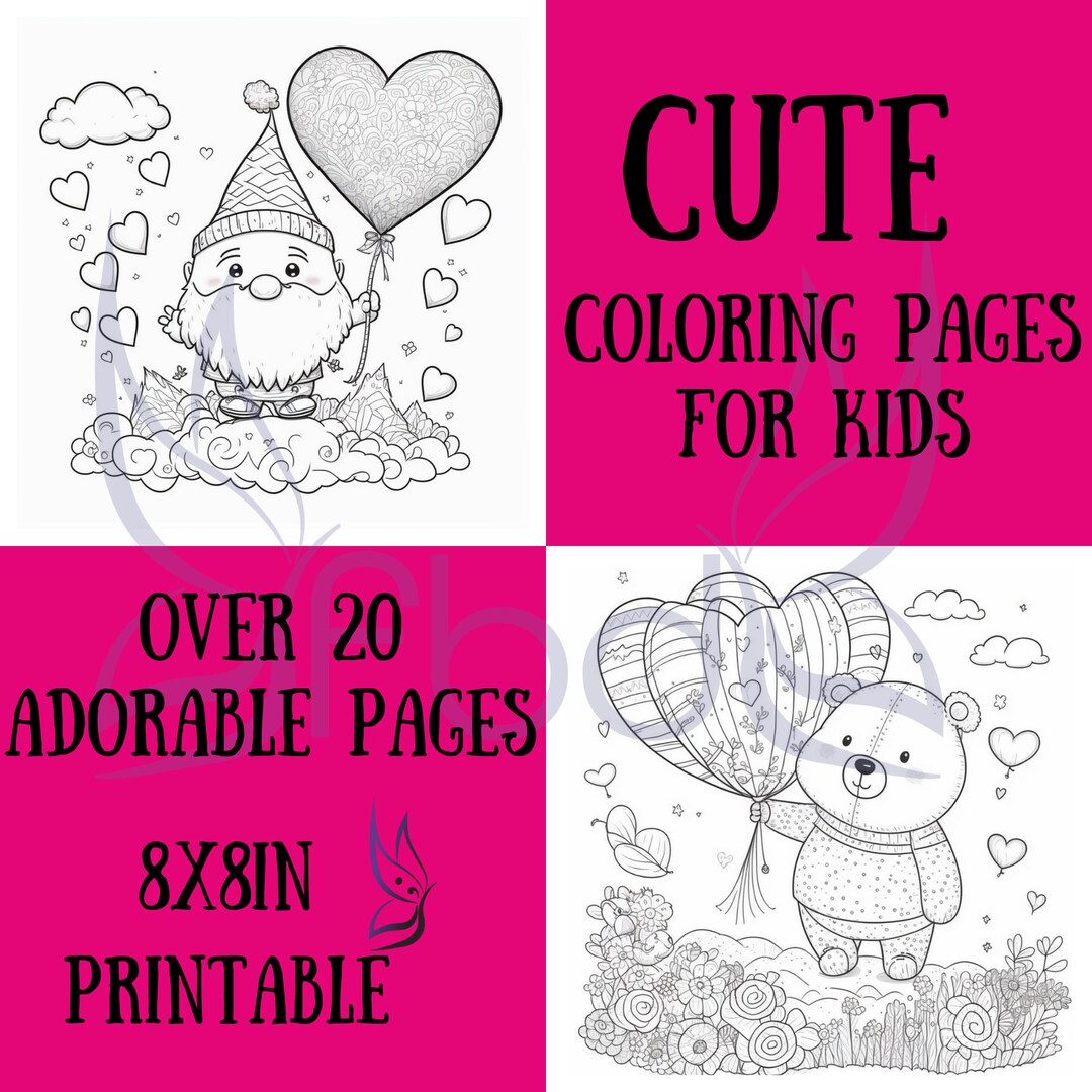 Cute Coloring Pages for Kids Over 20 Printable Pages Instant Download ...