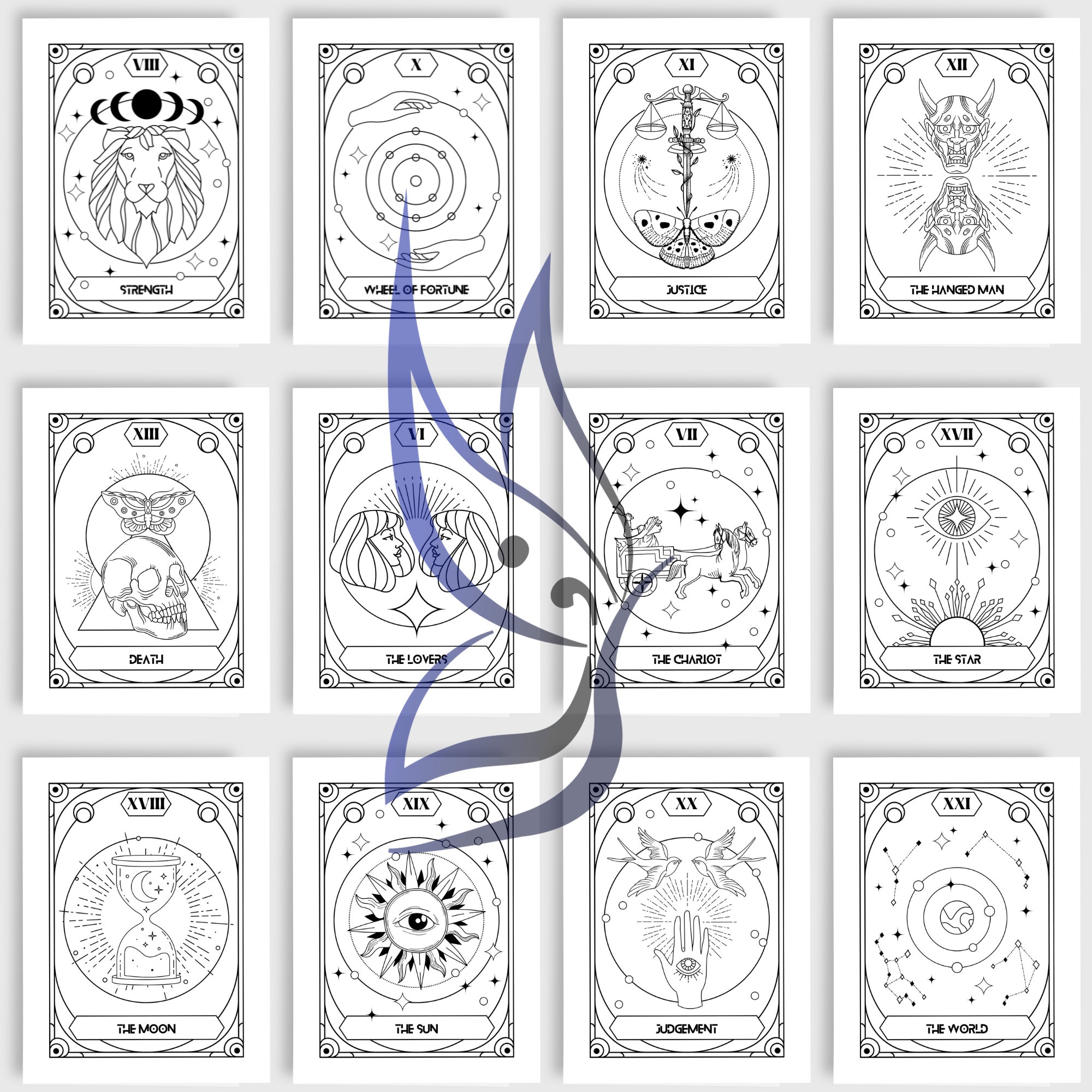 Major Arcana Tarot Coloring Pages - 22 Pages - Etsy
