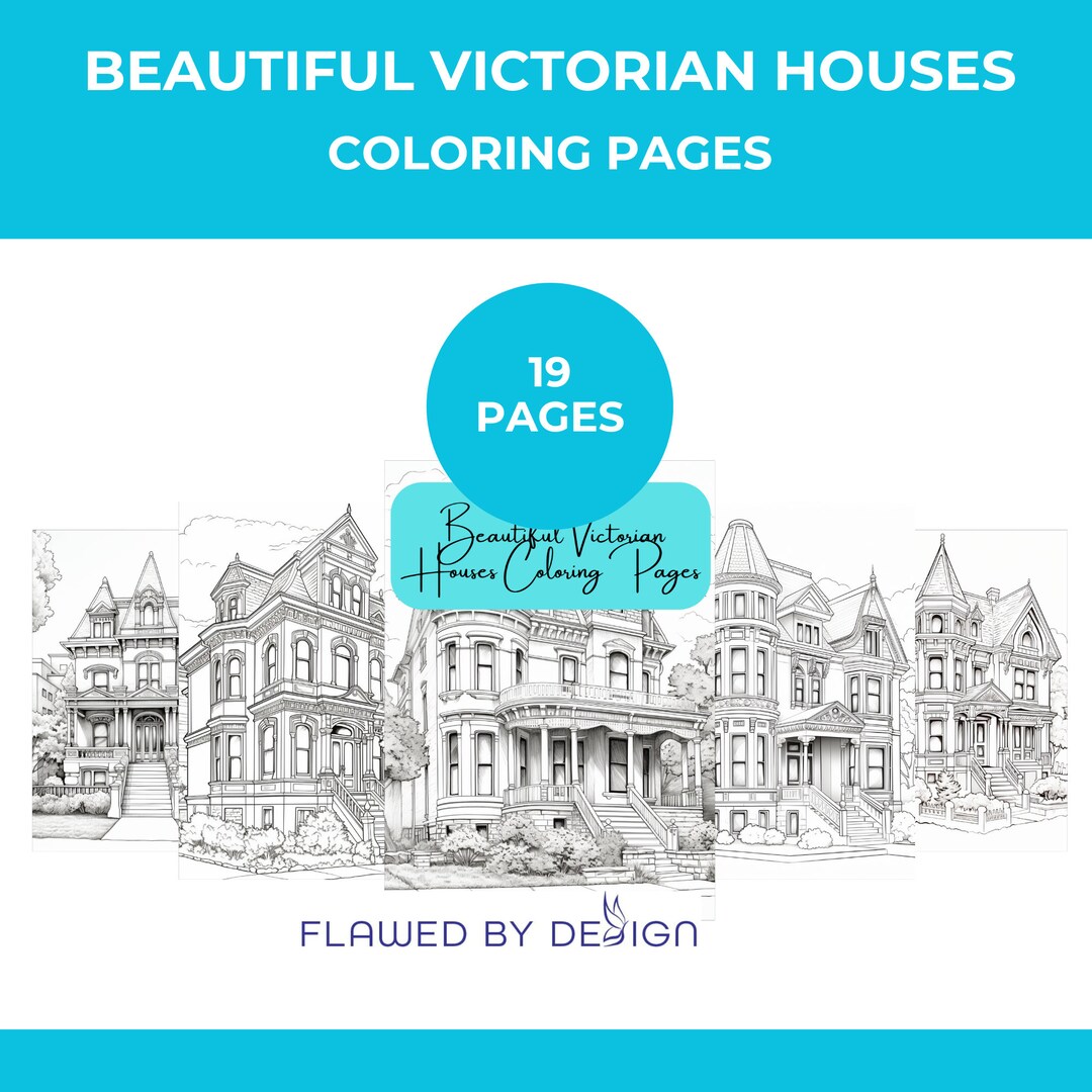 Beautiful Victorian Houses - 19 Printable Coloring Pages - Etsy