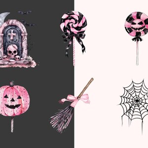 Cute Halloween Clipart | Watercolor Halloween Clipart | Pink Spooky ...