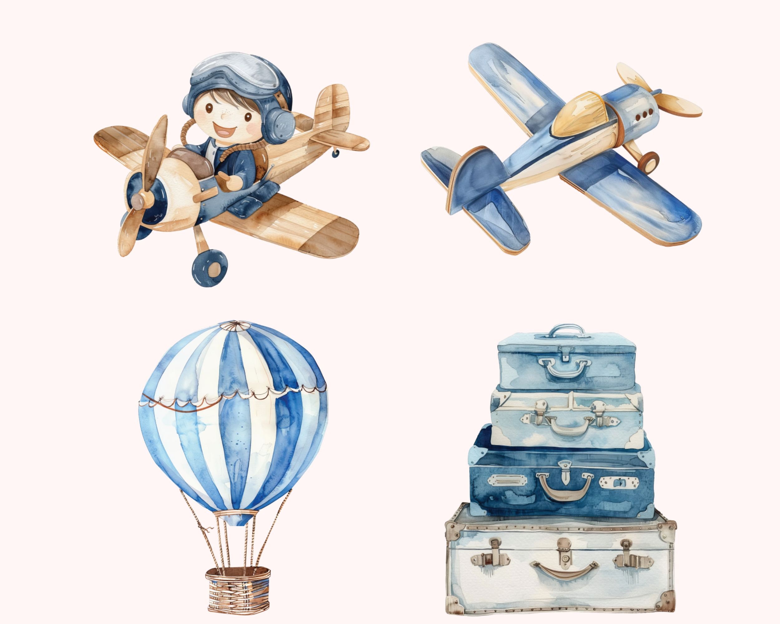 Aeroplane Clipart Hot Air Balloon Baby Shower Clipart First Birthday ...