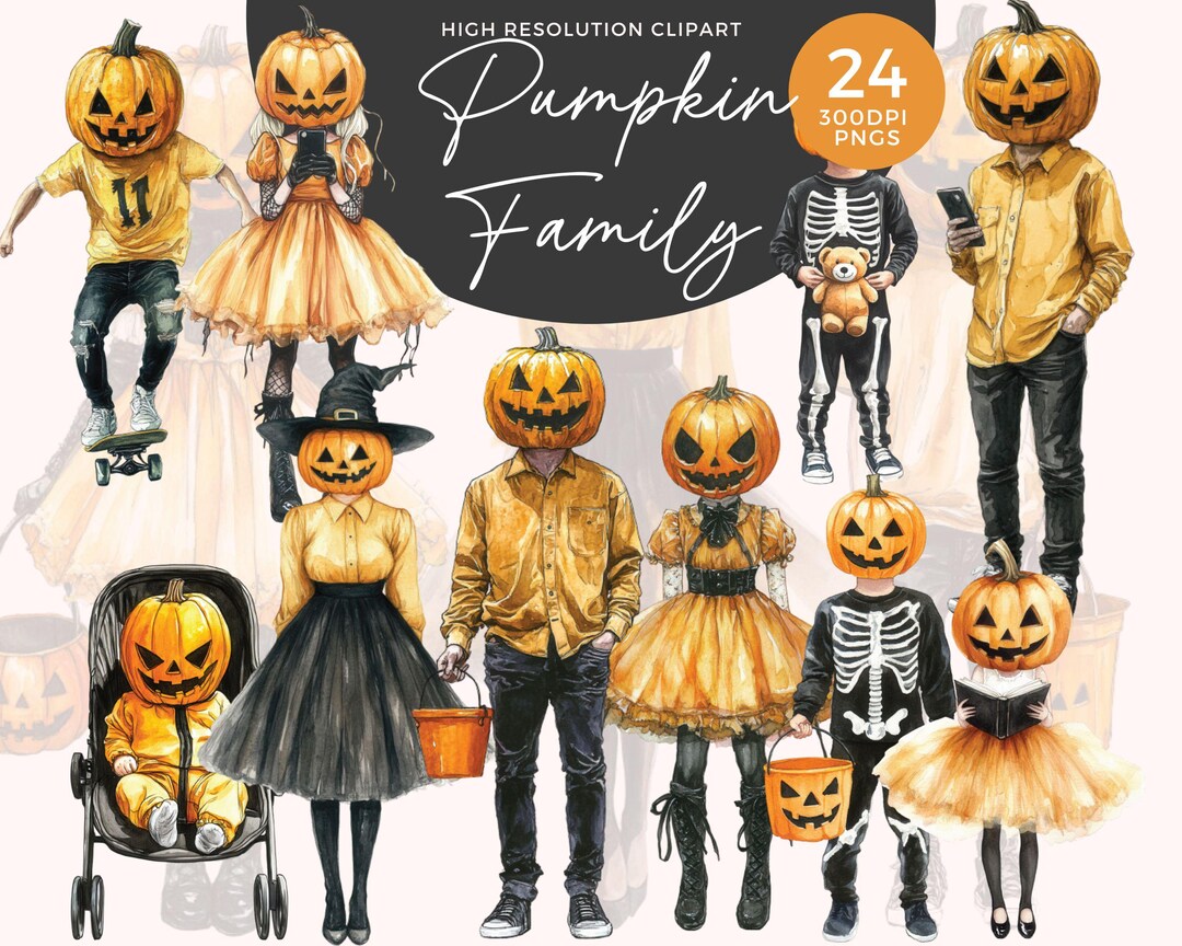 Halloween Pumpkin Family Clipart | Family Halloween PNG | Halloween ...
