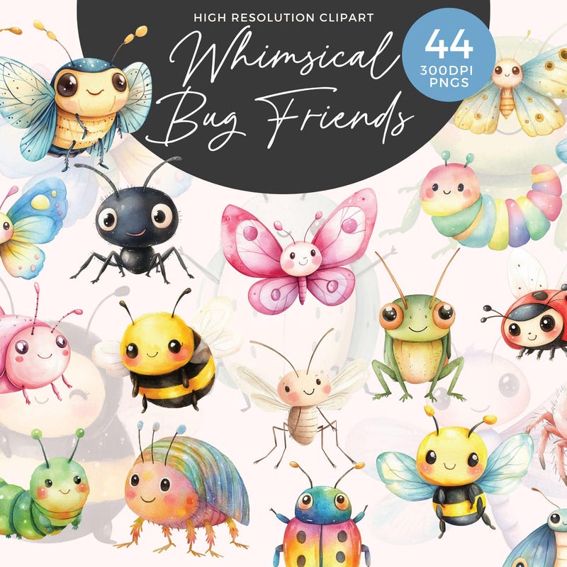 Cute Bugs Clipart - Etsy