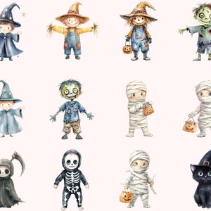 Cute Halloween Clipart | Watercolor Halloween Clipart | Cute Monster Clipart | Kids Halloween ...