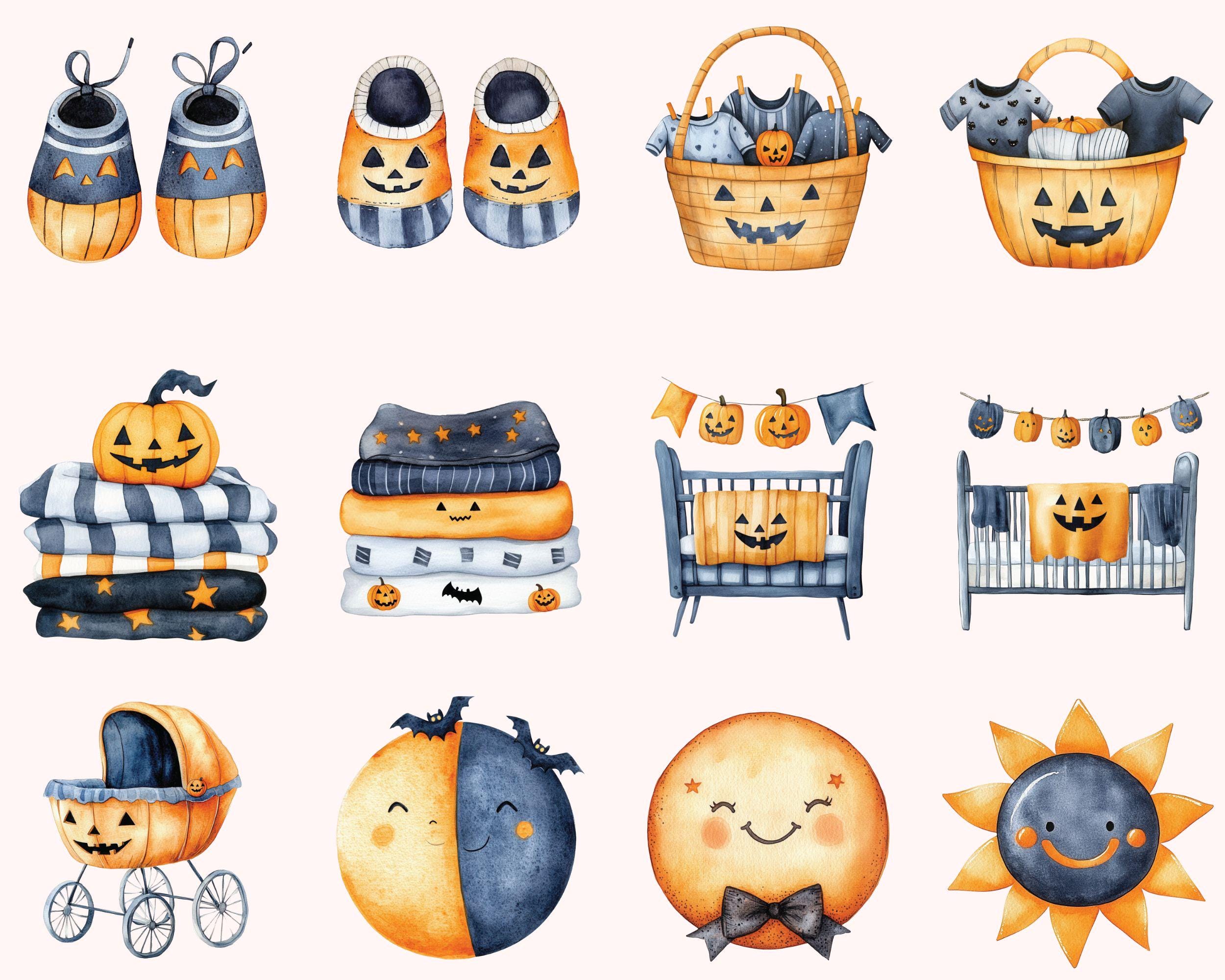 Baby is Brewing | Halloween Baby Shower Clipart | Cute Halloween Baby ...